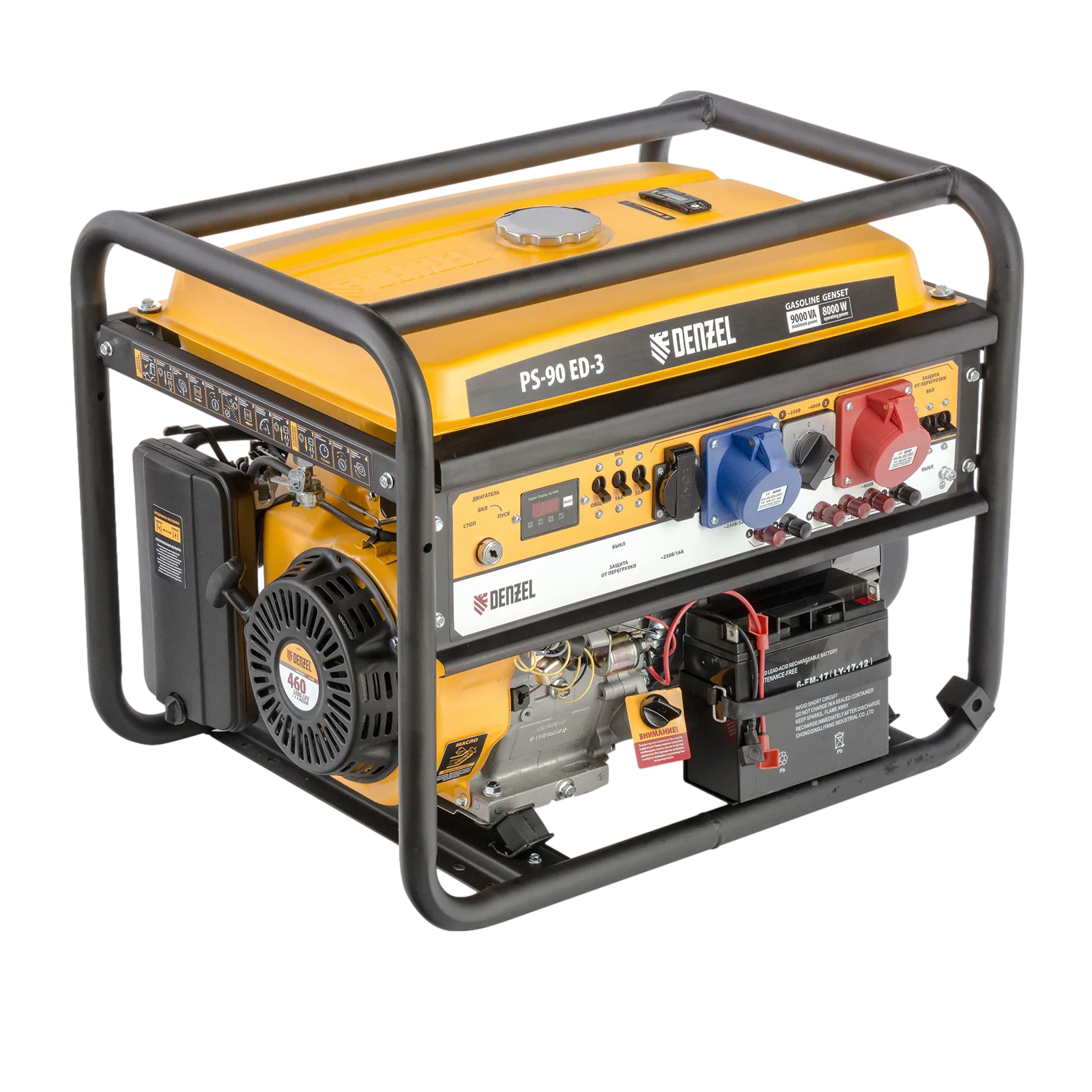 Генератор бензиновый DENZEL PS 90 ED-3, 9.0 кВт, 230 В/400 В, 25 л ...