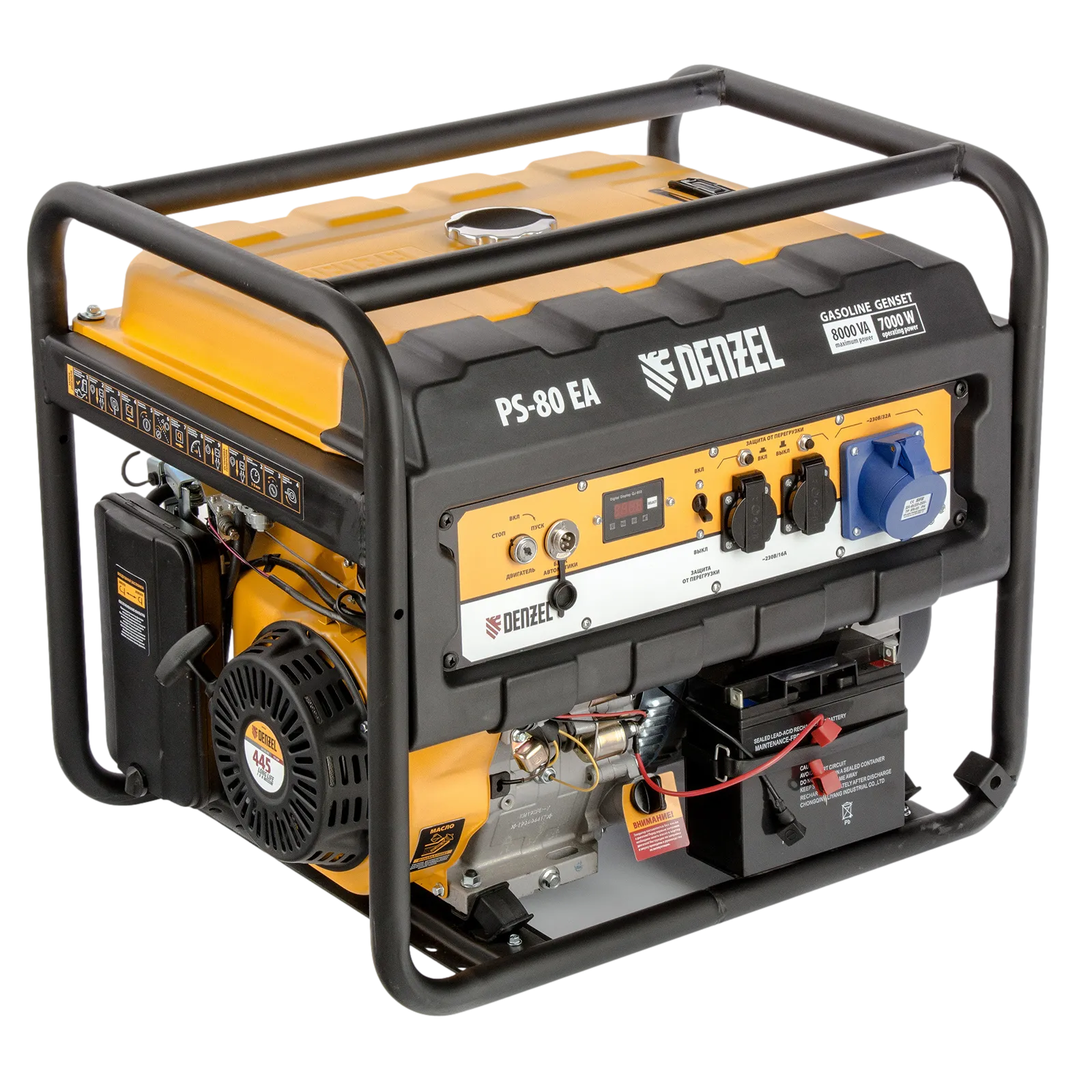 Генератор бензиновый DENZEL PS 80 EA, 8.0 кВт, 230 В, 25 л ...