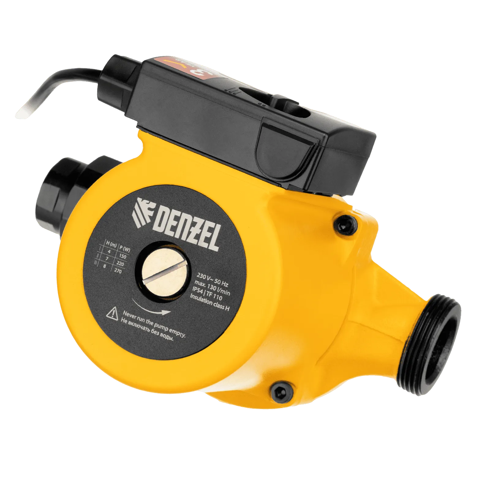Циркуляционный насос DENZEL CP25-8, напор 8 м, 130 л/мин, 1 м кабель ...