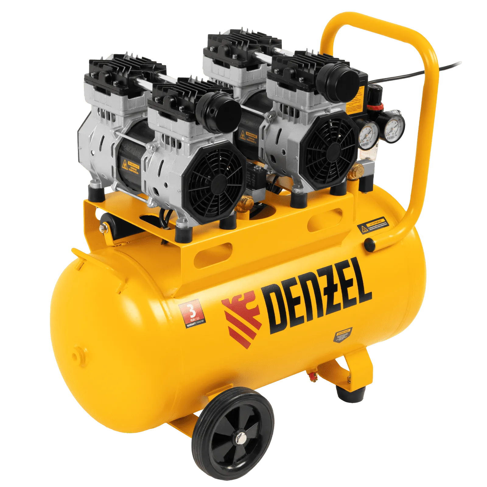 Компрессор безмасляный, малошумный DENZEL DLS 1500/50, 1500 ВТ, 2x750 ...
